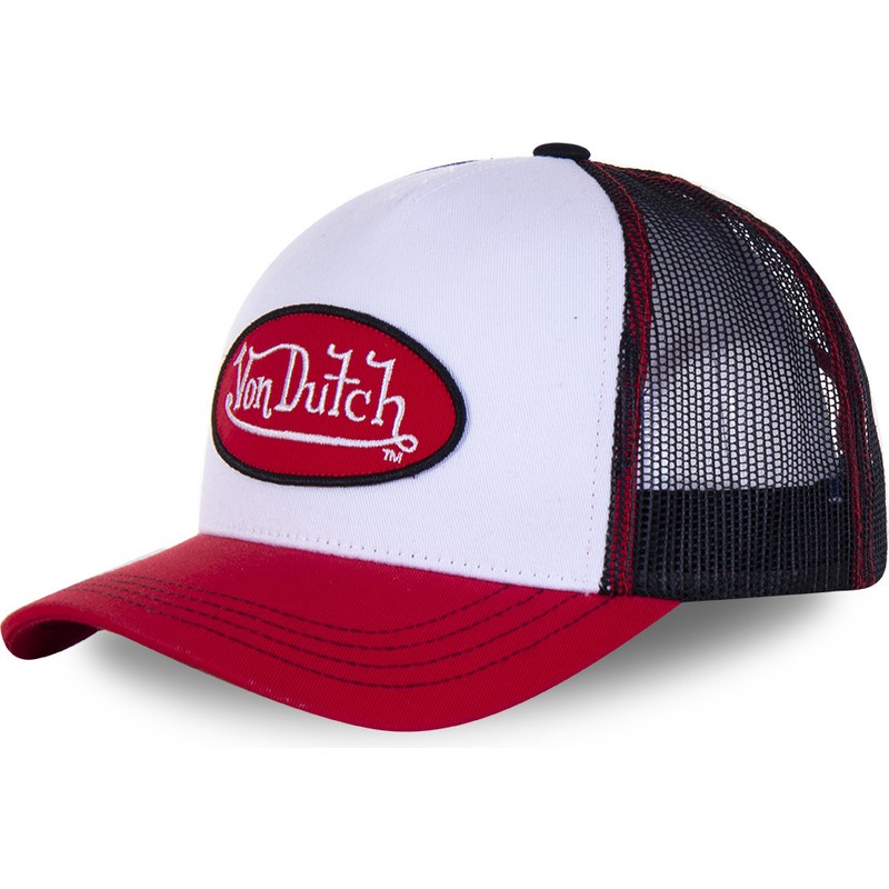 Casquette trucker blanche, noire et rouge BBR Von Dutch: Caphunters.be